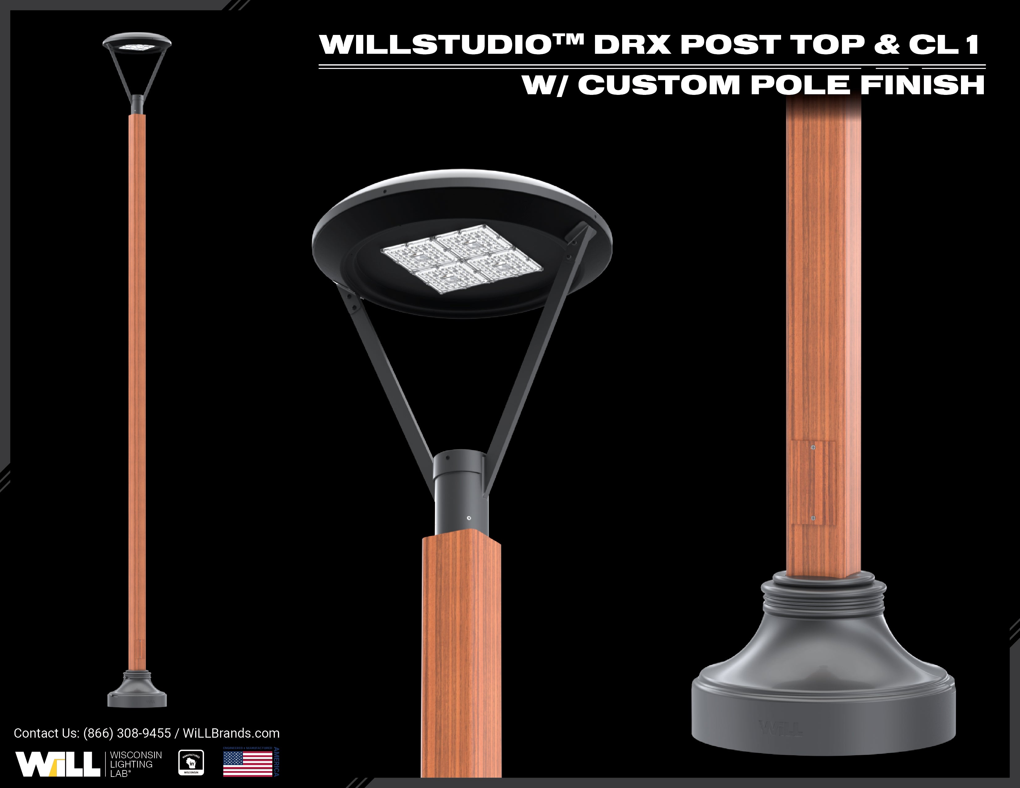 WiLLstudio® DRX Post Top, CL1 & Custom Finish Pole – Wisconsin Lighting ...