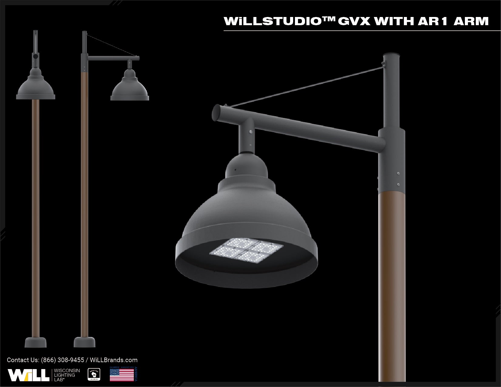 WILLSTUDIO® GVX Pendant with AR1 Arm – Wisconsin Lighting Lab, Inc. (WiLL)