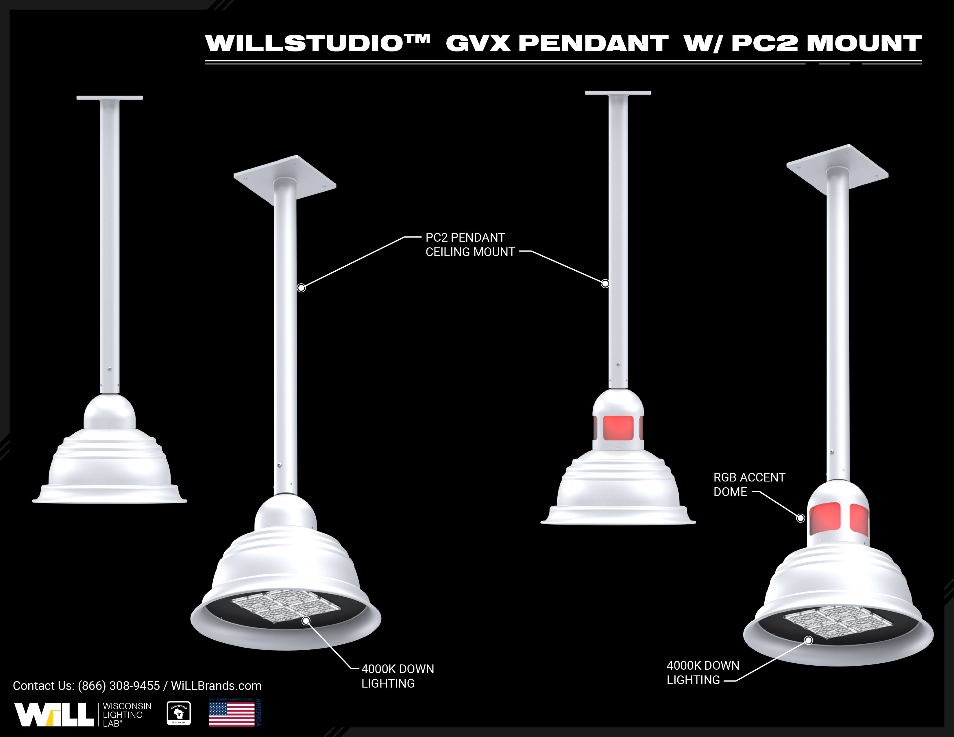 WiLLstudio® GVX Pendant with PC2 Mount – Wisconsin Lighting Lab, Inc ...