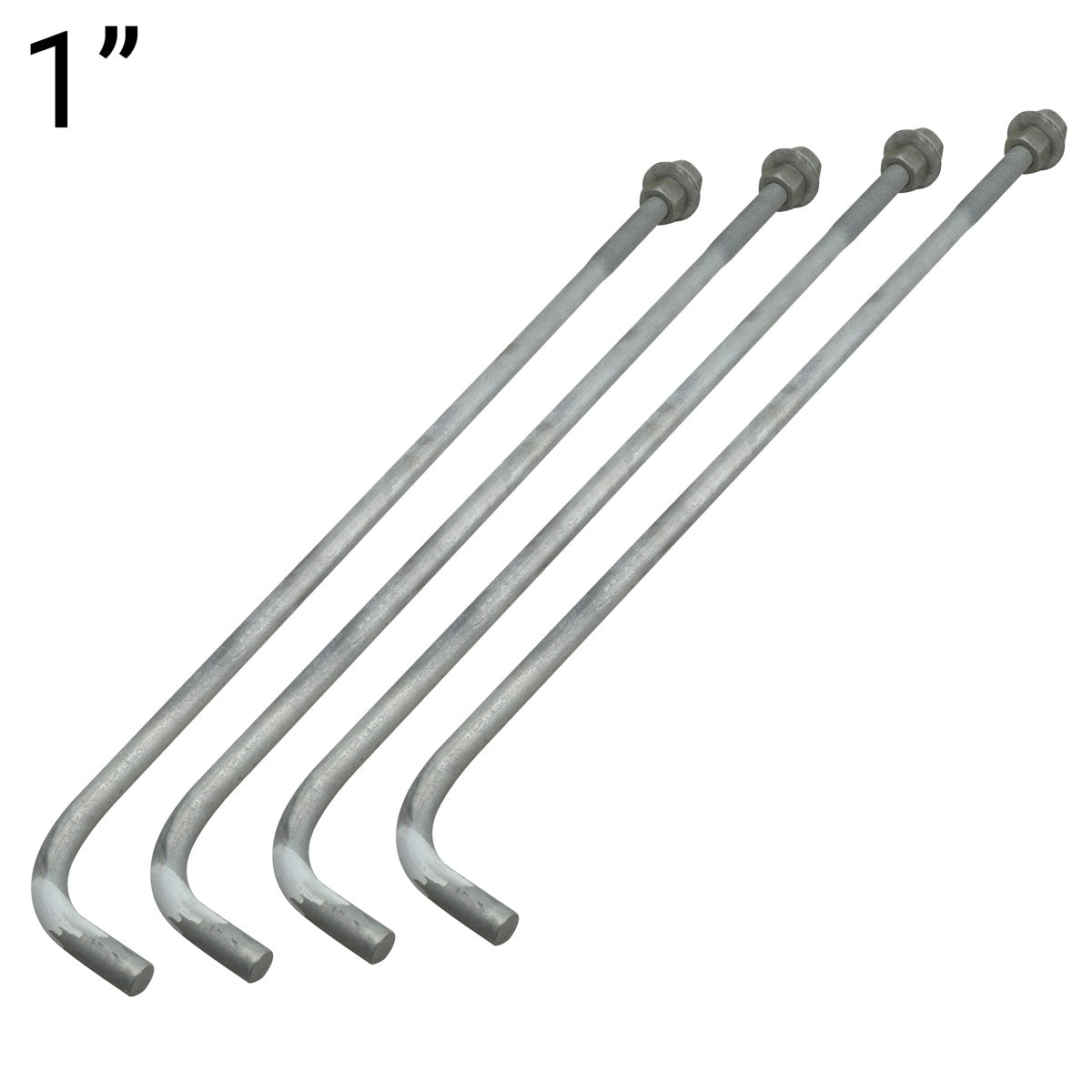 Anchor Bolt Kit, 1.0" x 36" x 4", Set of (4) Bolts, Double Nuts & Doub ...