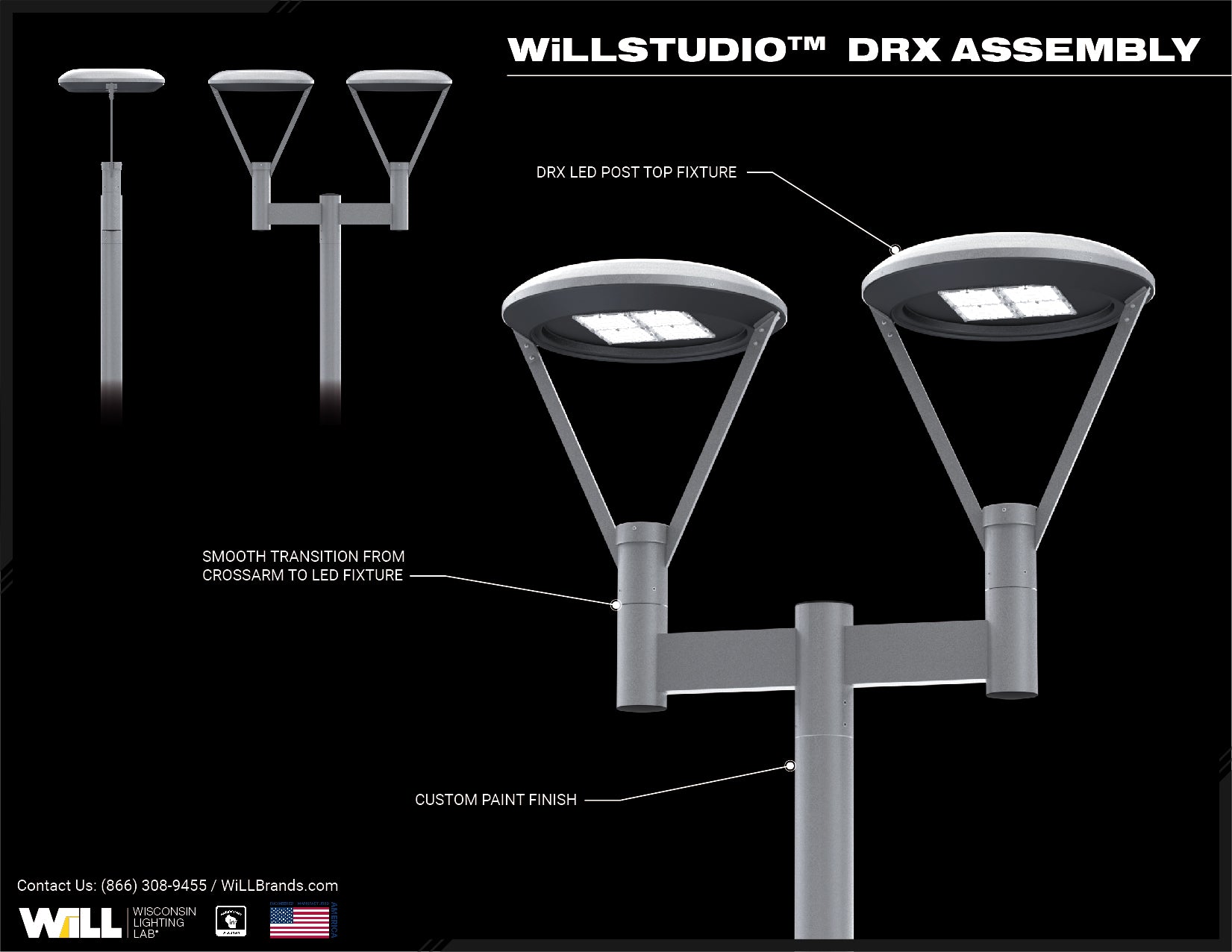 DRX Post Top with Architectural Arm – Wisconsin Lighting Lab, Inc. (WiLL)