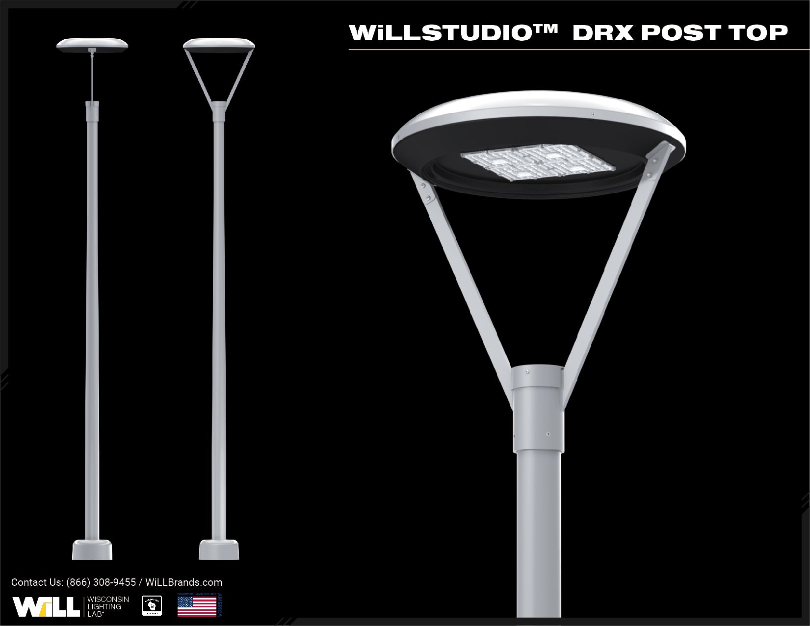DRX Post Top with Tapered Pole – Wisconsin Lighting Lab, Inc. (WiLL)
