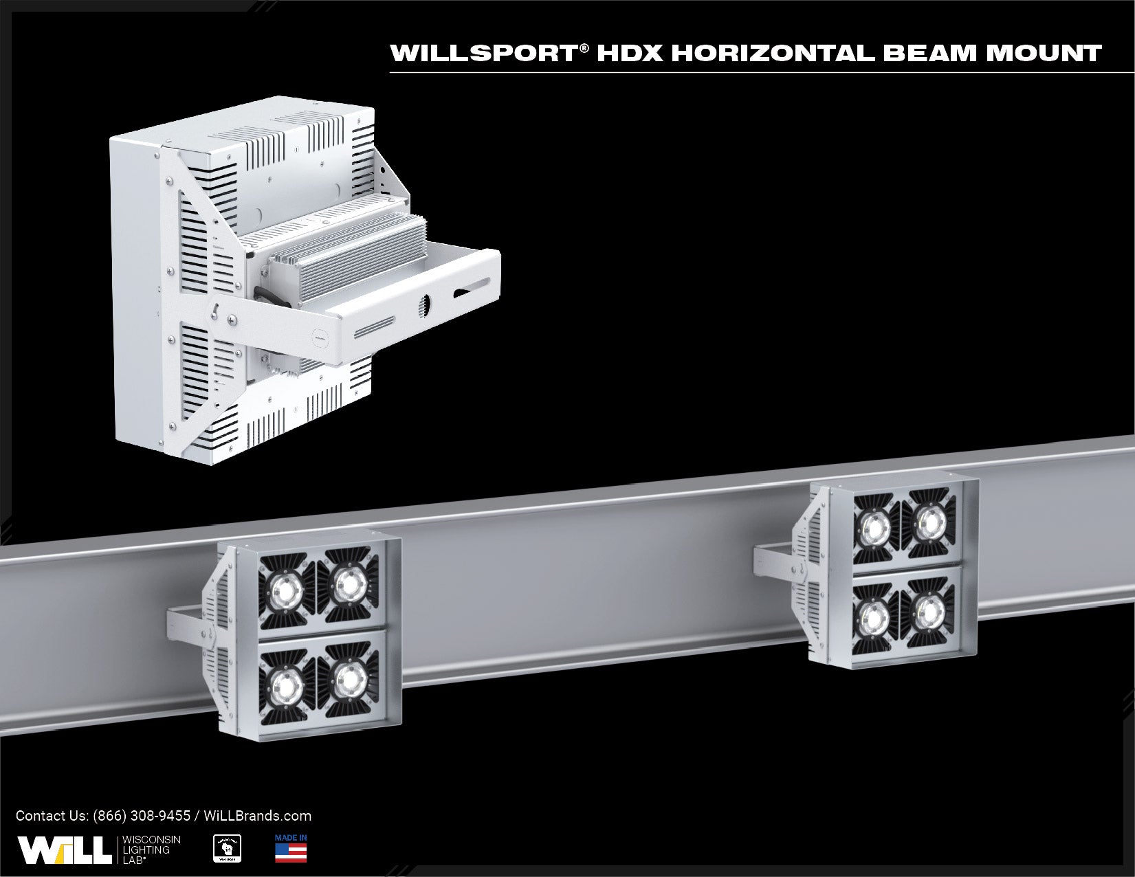 WiLLsport® HDX Horizontal Beam Mount – Wisconsin Lighting Lab, Inc. (WiLL)