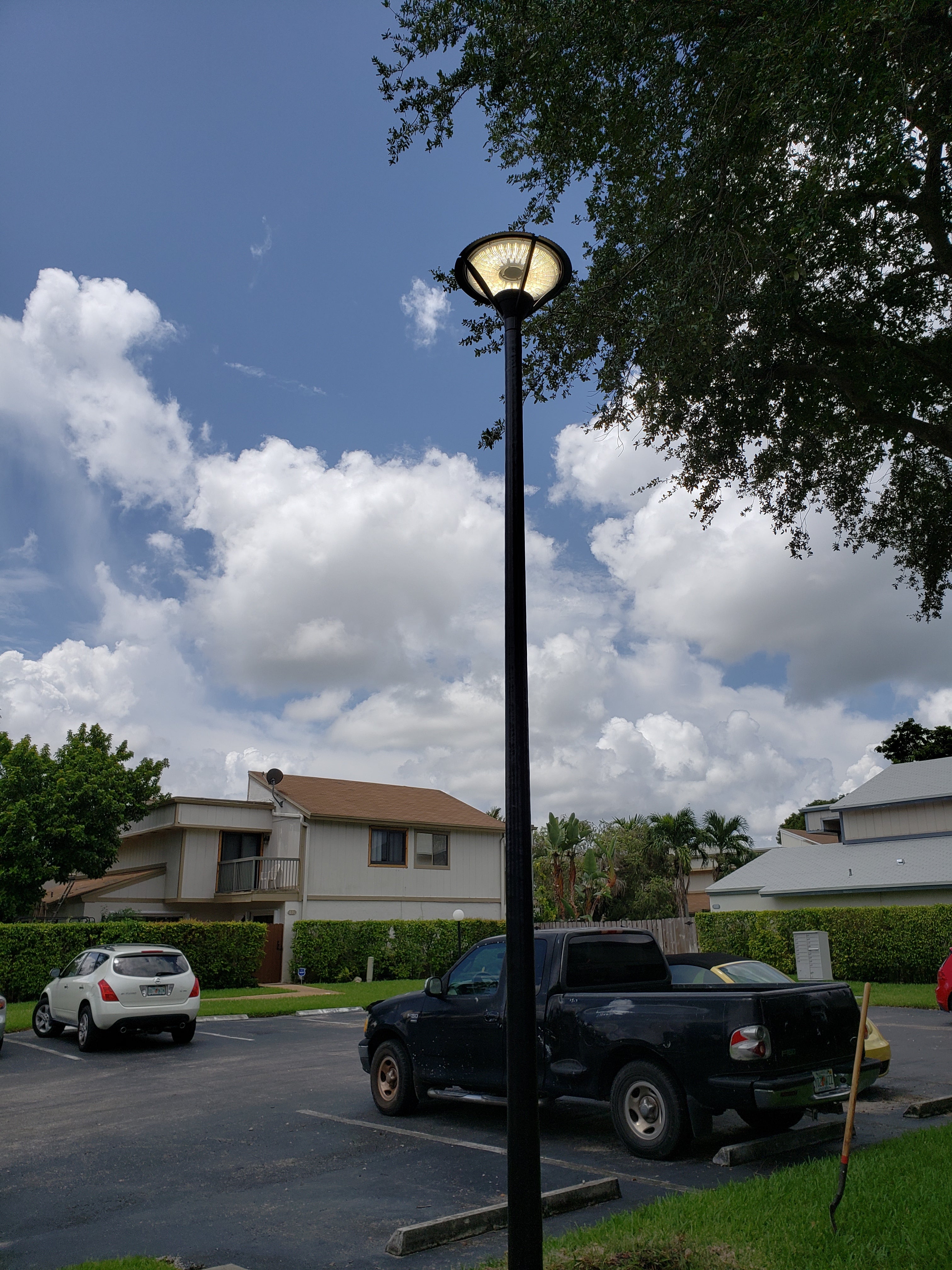 Post Top Light Fixture + Fiberglass Pole for Parking Lot Application ...